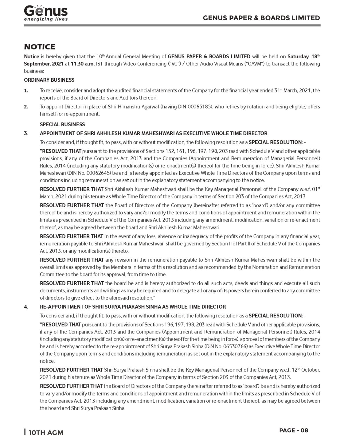 Annual Reports – Genus Paper & Boards Limited