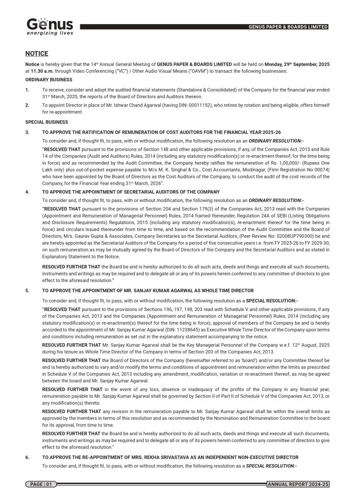 Annual Reports – Genus Paper & Boards Limited